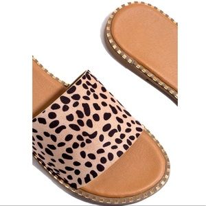 Shoes | Cheetah Print Slip On One Band Flat Sandals | Poshmark